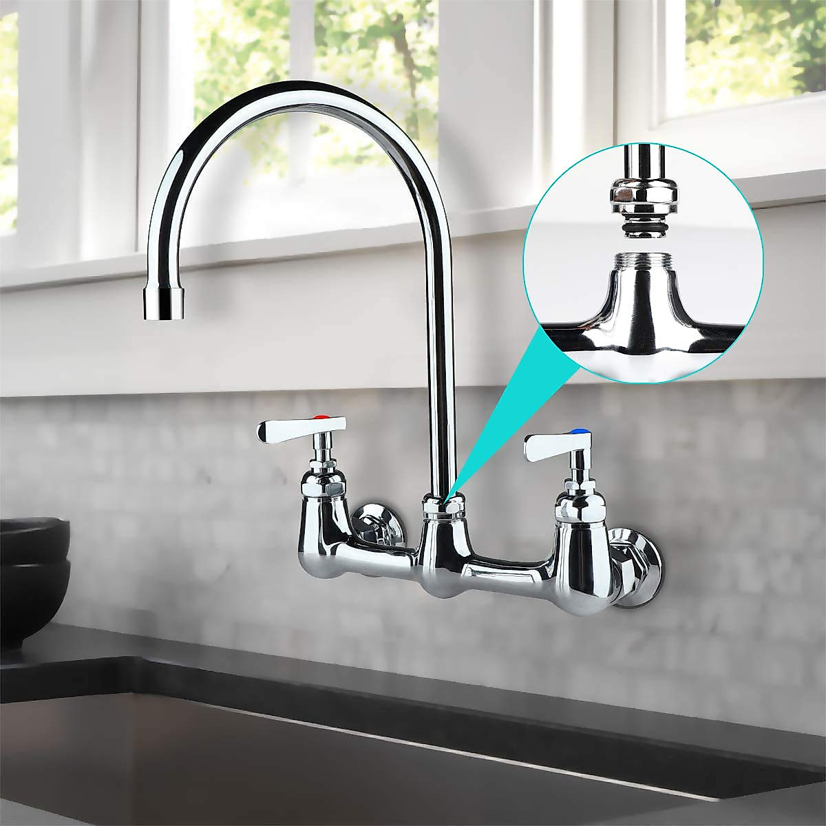 COOLWEST Swivel Gooseneck Spout 6 Inch Swing Swivel Spout Replacement Nozzle for Commercial Kitchen Sink Faucet, Brass Constructed, Chrome Finish