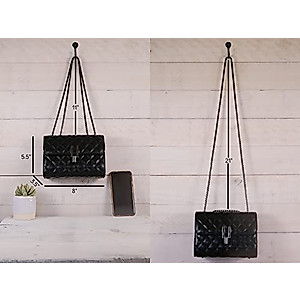 Bella Luna Quilted Faux Leather Crossbody Purse or Shoulder Bag for Women with Flap Handbag and Chain Strap | Black | Gray Chain | Small