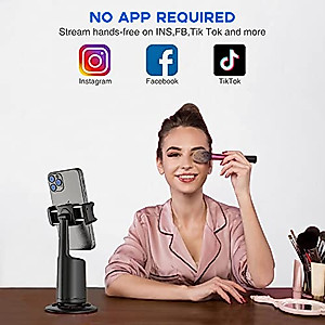 Auto Face Tracking Tripod with Remote, 360° Rotation Auto Tracking Phone Holder, No App, Smart Phone Moving Tripod for Shooting Video, Live Vlog Rechargeable Battery(Black)