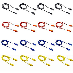 Ear Plugs for Sleeping Noise Canceling, 16 Pairs Reusable Ear Plugs Soft Silicone Earplugs Noise Reduction with Nylon Cord Hearing Protection for Shooting,Snoring,Travel, Work, Studying, Loud Noise