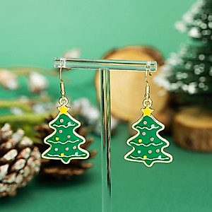 Christmas Tree Earrings for Women, Colorful Christmas Tree Earrings, Xmas Tree Drop Dangle Earring, Holiday Earrings Christmas Jewelry