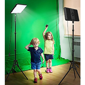 2 Pack Photography Video Lighting Kit, LED Video Light with 62'' Tripod Stand, Tinpops 2500-8500K Studio Streaming Lighting for Video Recording Live Game Podcast YouTube Portrait Photo Shooting