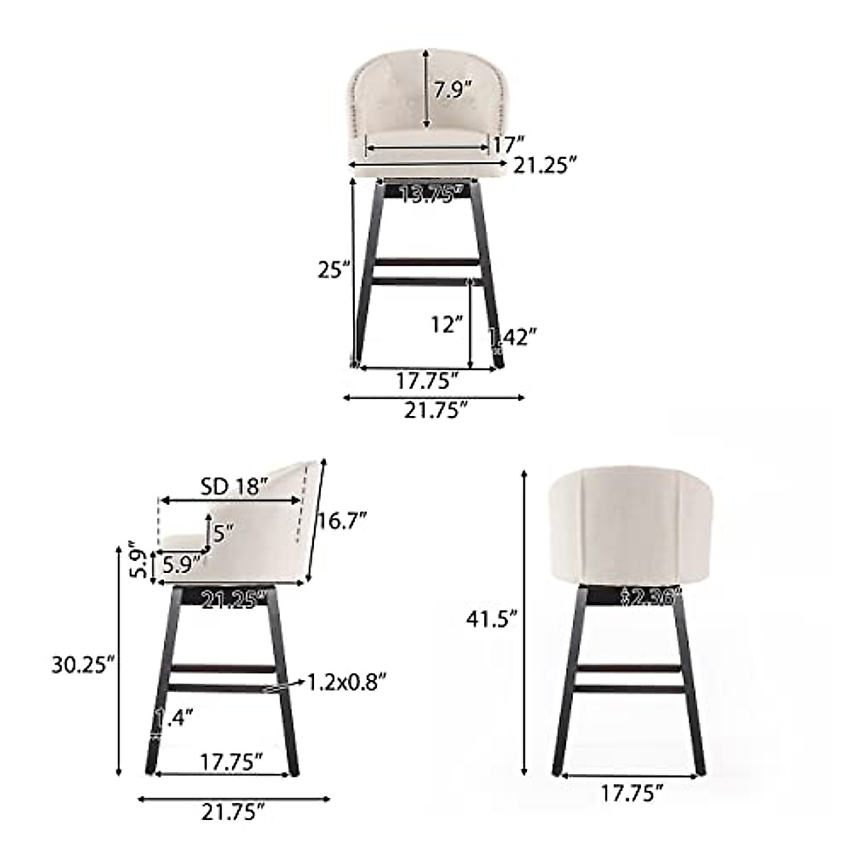 Christopher Knight Home Ogden Barstool, 2-Pcs Set, Beige
