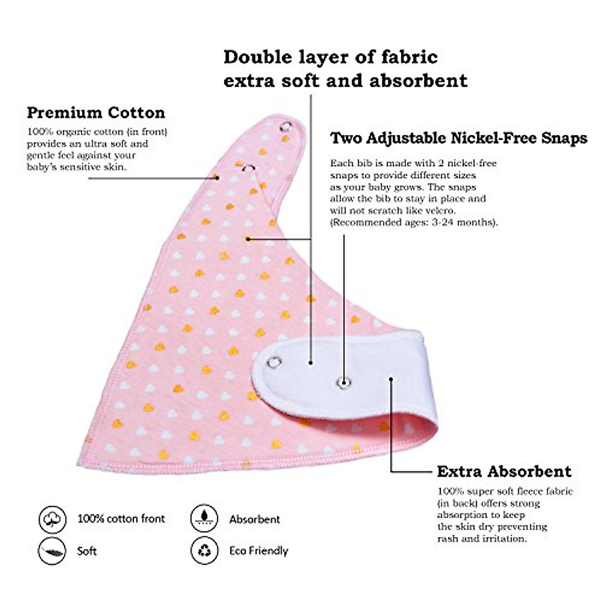 MiiYoung 10-Pack Baby Girl Bandana Drool Bibs for Drooling and Teething
