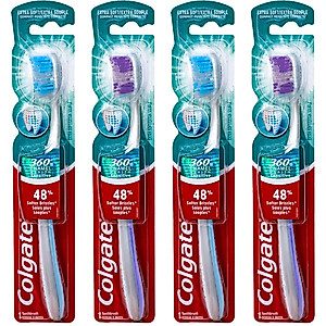Colgate 360 Enamel Health Sensitive Toothbrush, Compact Head, Extra Soft (Colors Vary) - Pack of 44