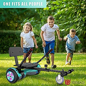 SISIGAD Hoverboard with Seat Attachment, Hoverboard Go Kart Combo, 6.5" Bluetooth Hover Board with Seat Attachment for Hoverboard