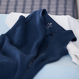 HonestBaby Organic Cotton Matelasse Wearable Blanket, Dark Navy, Large