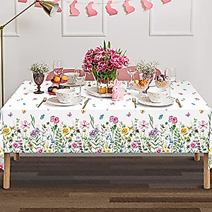 4Pcs Spring Floral Plastic Tablecloth,Pink Purple Blue Flower Butterfly Disposable Table Cover for Home Decor Summer Spring Picnic Dining Holiday Weeding Birthday Tea Party Decorations,54x108 Inch
