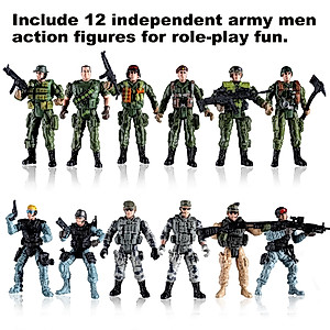 US Army Men and SWAT Team Toy Soldiers Action Figures with Military Weapons Accessories for Kids Boys Girls,12Pcs
