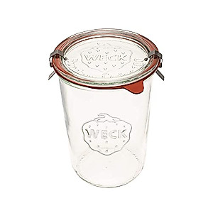 Weck Canning Jars 743 - Weck Mold Jar made of Transparent Glass - Eco-Friendly - Food Storage Container with Lid Airtight - 3/4 Liter Tall 1 Jar with Lid and Rubber Gasket