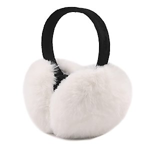 Peecabe Winter Women Earmuffs Faux Fur Girls Ear muffs Warm Unisex Kids Ear Covers Foldable Outdoor Boys Ear Warmers for Women (White)