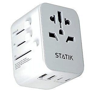 Statik GloboCharge Universal Travel Adapter to Over 200 Countries, 30W International Plug Adapter, 5 USB Ports Wall Charger with Type A & Type C, Fast Charging Worldwide Power Plug Adapter