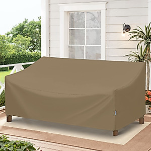 SunPatio Outdoor Couch Cover 80 Inch, Heavy Duty Waterproof 3-Seater Patio Sofa Cover with Seam Taped, Fade & Wind & Rip Resistant Patio Bench Cover for Outdoor Furniture, 80" L x 36" W x 30" H, Taupe