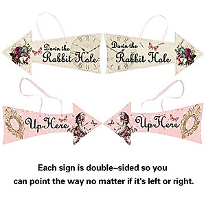 Truly Alice Arrow Hanging Signs Cutouts for Tea Party Decoration 10 Pcs