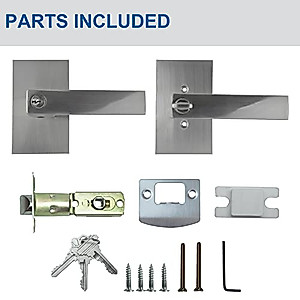 Comfhouse Rectangle Rose Straight Entry Door Lever, Keyed-Alike Entrance Door Lock, Interior Exterior Door Lever Door Handle with Lock, Front Entry Door Lever Door Lock with Lock, Satin Nickel