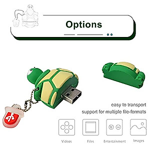 64GB USB Flash Drive Cute Turtle-Shaped, BorlterClamp Funny Memory Stick Cute USB 2.0 Drive Novelty Thumb Drive for External Data Storage, Green
