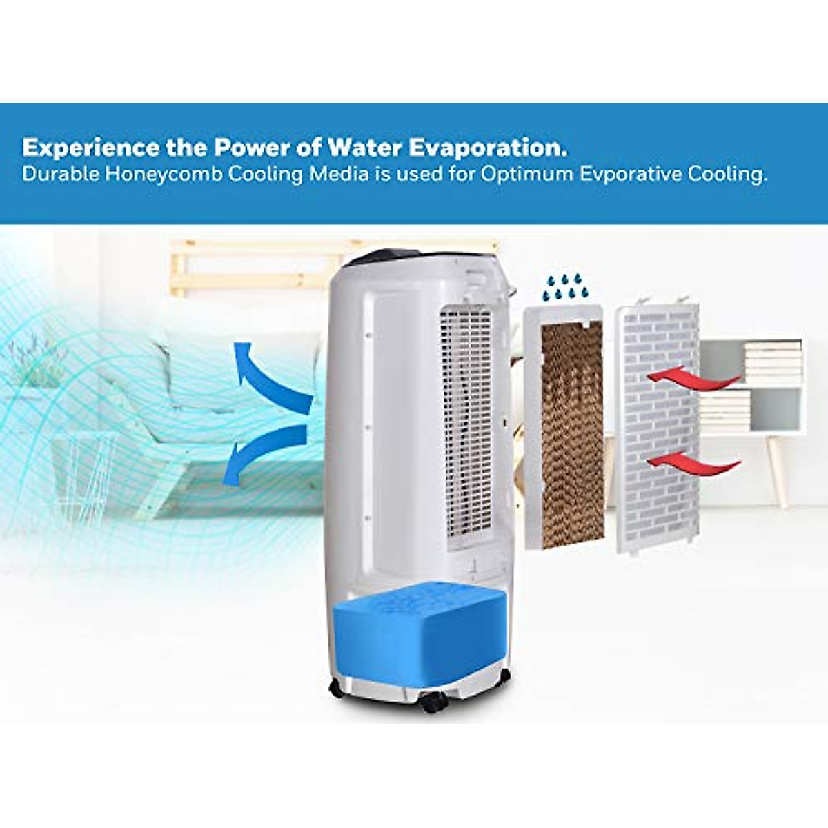 Honeywell 194 CFM Compact Spot Fan & Humidifier, Indoor Portable Evaporative Air Cooler, (White)