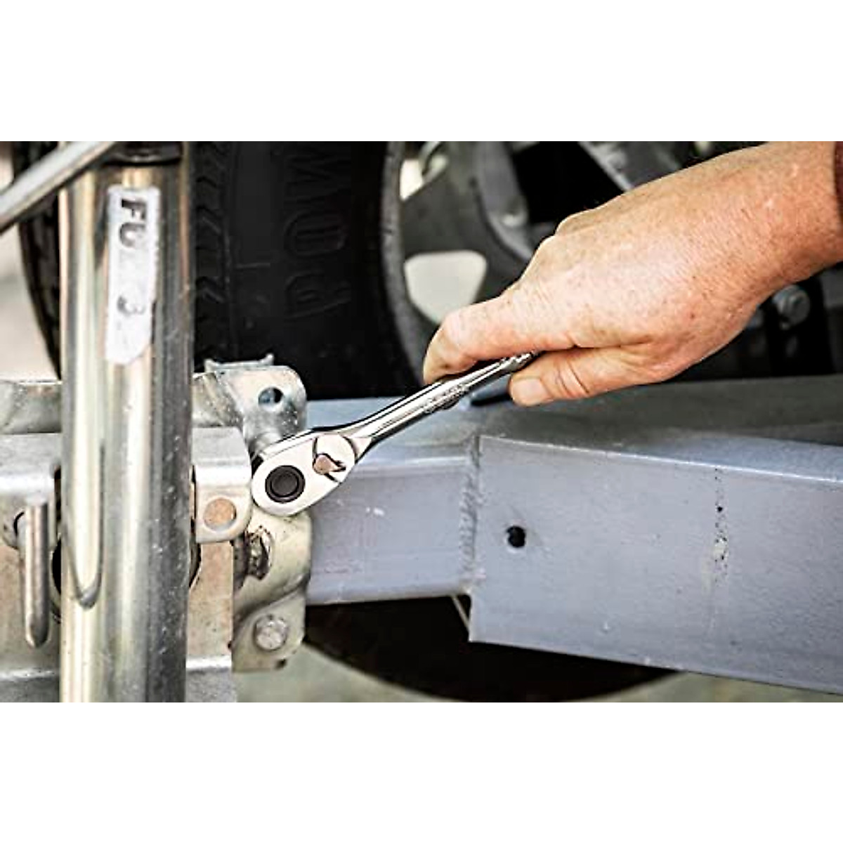 SATA 3/8-Inch Drive Quick-Release 72-Tooth Ratchet with an Teardrop Head, Full-Polished Chrome Finish - ST12971U