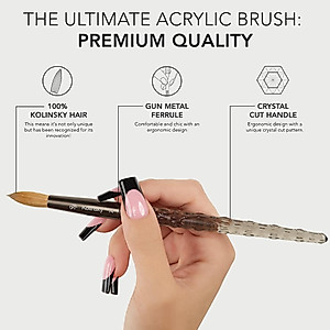 KIARA SKY Black Crystal Acrylic Nail Brush - Professional Nail Tool - Nail Kolinsky Brush - 100% Kolinsky Hand Crafted Nail Tools - Long Lasting Nail Acrylic Brush, #16