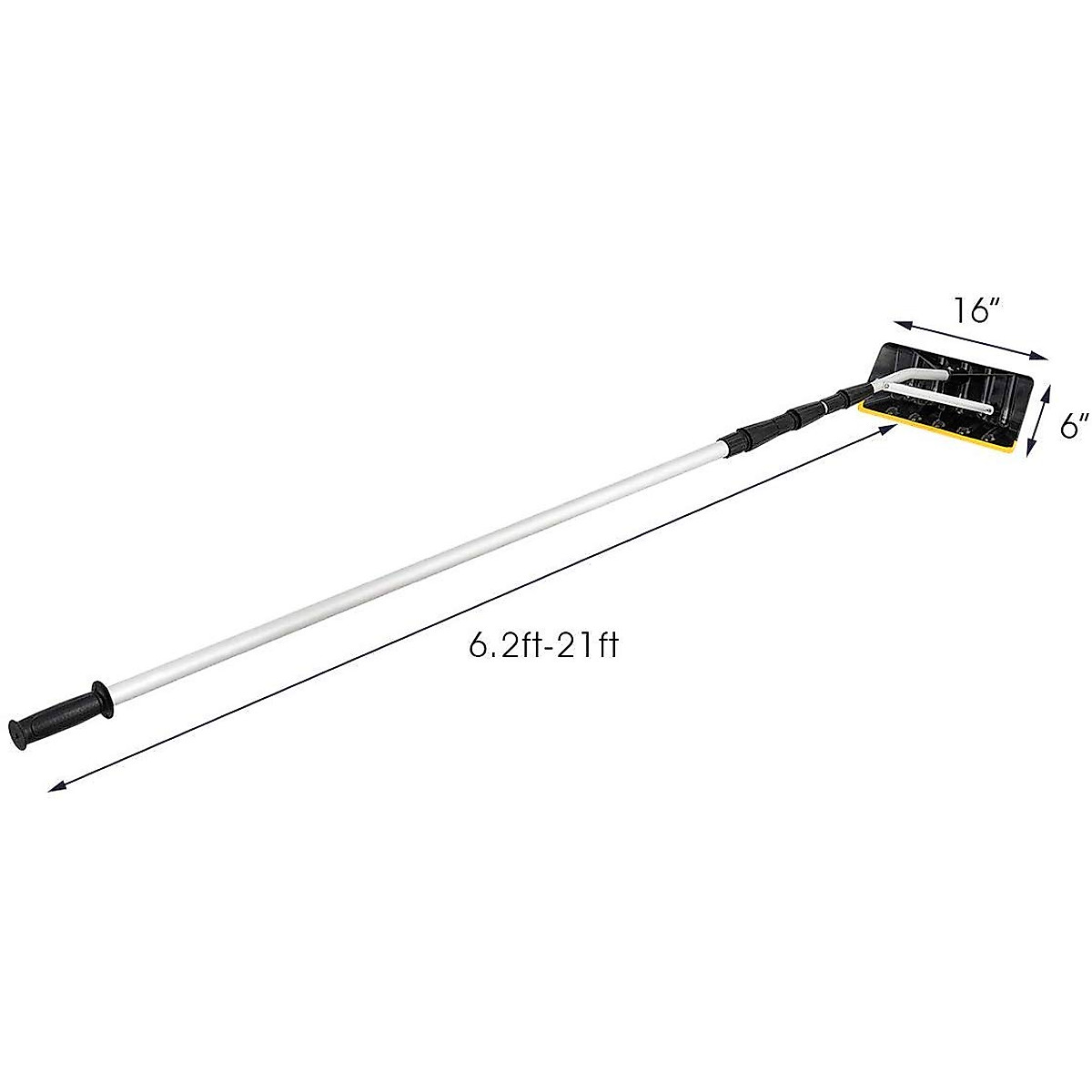 GYMAX Snow Roof Rake, 21ft Telescoping Aluminum Snow Rake for House Roof, Scratch-Free Snow Roof Shovel with Large Blade & Twist-N-Lock Handle for Roof Car Snow/Leaves/Debris Removal (Black+Yellow)