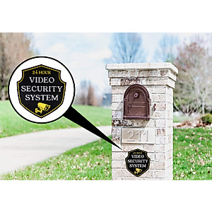 Warning 24 Hour Security Camera Sign | Professional Classic Design | Heavy Duty Dibond Aluminum | Home Property Surveillance Signs | Video Surveillance Wall Sign “REFLECTIVE” |