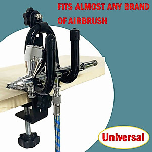 Universal Clamp-on Airbrush Holder - Hold Any Combination of Gravity-Feed, Side-Feed, Bottom-Feed and Trigger-Style airbrushes, A Must for Every Airbrush Artist - Beginner or Professional.