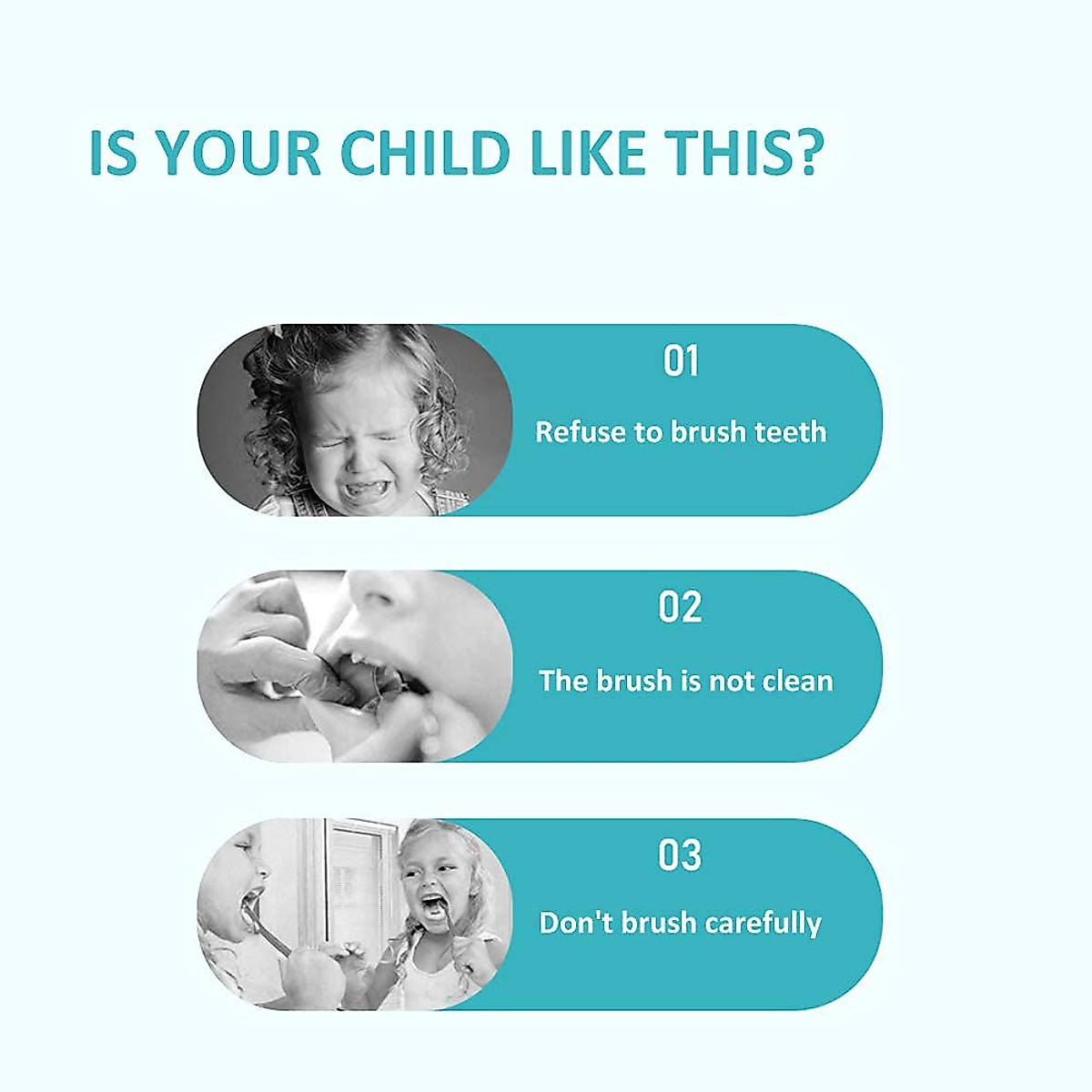 AIXIU Automatic Electric Toothbrush Kids with U Shaped Brushes, 360° Ultrasonic Toothbrush with 2 Different Size Brush Head, IPX7 Waterproof, Three Clearing Modes, for Toddlers Children Age 2-14