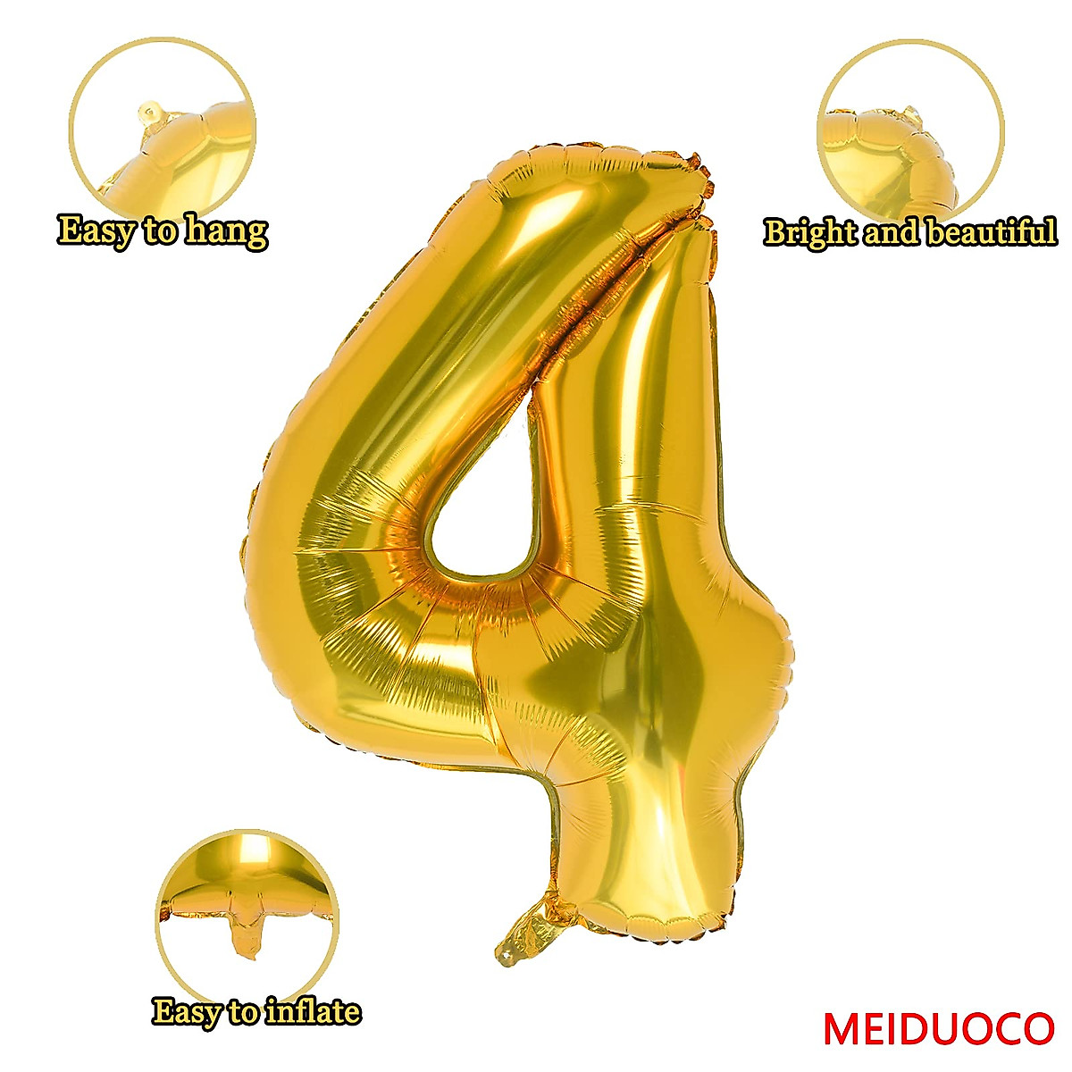 32 Inch Gold Number 4 Balloons Foil Ballon Digital Birthday Party Decoration Supplies (Gold Number 4 Balloon)