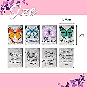 12 Pieces Butterfly Magnetic Bookmarks Inspirational Quotes Magnetic Bookmarks Magnet Page Markers Assorted Book Markers Set for Students Teachers School Home Office Supplies