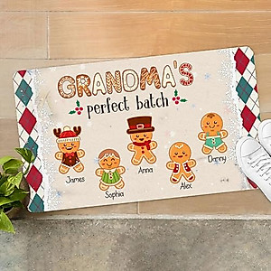 Gifts for Grandma, Grandma's Batch Cookies Gingerbread, Personalized Front Doormat, Gifts for Grandma Nana from Grandkids Grandson, Outdoor Indoor Welcome Mat, Gifts for Christmas Xmas