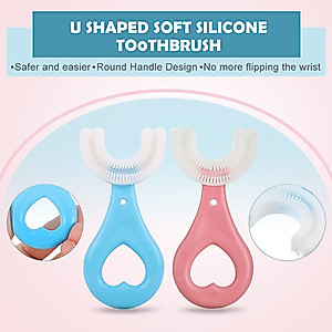 SEGMINISMART Kids U Shaped Toothbrush,U Shape Toothbrush,U Shape Kids Manual Toothbrush,Soft Silicone Brush Head,360° Oral Teeth Cleaning Design for Toddlers and Children,4 Pack