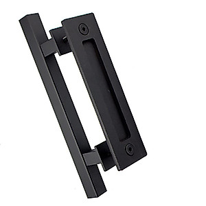 Sliding Barn Door Handle, Double Sided Rectangular Black Door Pull Handle, Door Handle Replacement, Both Interior and Exterior Doors