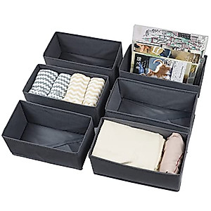 KIKILIE 6 Pack Drawer Organizers for Clothes, Foldable Underwear Drawer Organizer, Closet Clothing Dividers Drawer Dividers Multi-purpose for Shirts, Bra, Socks and Panties (DD5250)
