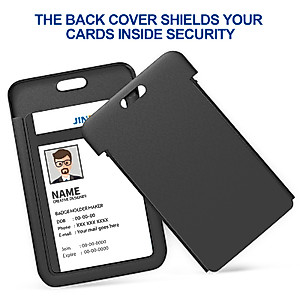 2 Pack Hard Plastic Vertical ID Badge Holder Slide Open ID Card Holder by Jineasy ID