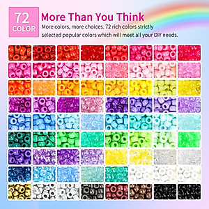 Paodey 2400pcs Pony Beads 72 Colors 9mm Friendship Bracelets Making Kit, Rainbow Kandi Beads Bulk Letter Beads for Name Bracelets Jewelry Making Crafts with Elastic String