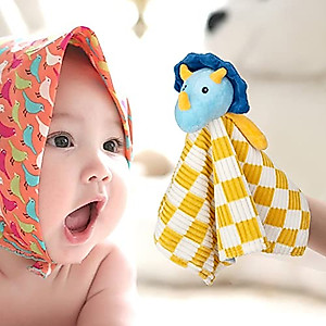 BEILIMU Baby Blanket+Dinosaur Security Blanket for Boys Girls 3D Checkerboard Grid Ultra- Soft Cozy Corduroy Toddler Blanket for Kids