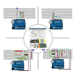 WayinTop Electronics Component Fun Kit w/E-Book, Upgraded Electronic Starter Kit with Breadboard Jumper Wires Kit, PCB Soldering Kit, LEDs & Resisitor Kit for Arduino/for Raspberry pi/ESP32/ESP8266