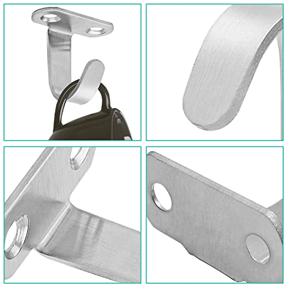 Cionyce 6 PCS Stainless Steel Screws Mount Ceiling Hooks, Brushed Nickel Towel Hook Heavy Duty Robe Clothes Hook, Under-Shelf Coat Hook Hanger for Bathroom Kitchen Cabinet