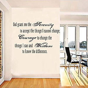 Summerjokes God GRANT Me The Serenity To Accept Things I Cannot Change Courage To Change The Things I Can And The Wisdom To Know The Difference Inspiring Wall Sticker Decal Vinyl Sticker, Wall of Prayer Wall Decoration