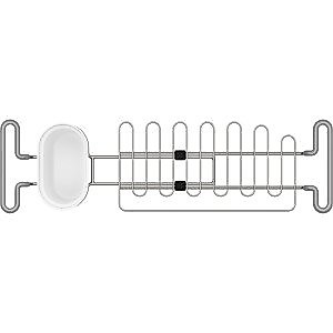 Kohler K-5473-0 Multi-Purpose Over-The-Sink Drying Rack, Caddy with Kitchen Towel Bar Holder, Soaking Cup. Expandable 14.6" to 17.6", White