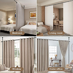 Room Divider Curtain Rod - No Drilling Partition Room Dividers Wall,28-96inch(W) 4-9ft(H),Heavy Duty Metal Tension Curtain Stand for Studio Apartment Room Separation,Portable Room Separator,Black