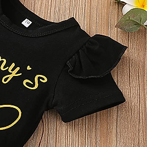 Suranne Newborn Baby Girl Clothes Leopard Outfits Short Sleeve Letter Romper + Short Pants + Headband 3Pcs 0-3 Months