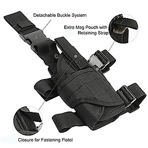 Nehostertfy Adjustable Leg Holster, Black Tactical Thigh Holster for Pistols, Drop Leg Holster Right Hand