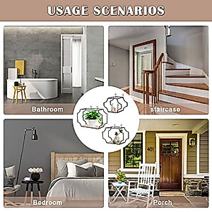 FGENKI Set of 3 Floating Wall Shelves Metal, Wall Decor Modern Metal Frame Mount Floating Display Shelves for Bedroom Living Room Wall Storage & Display (Black,0)