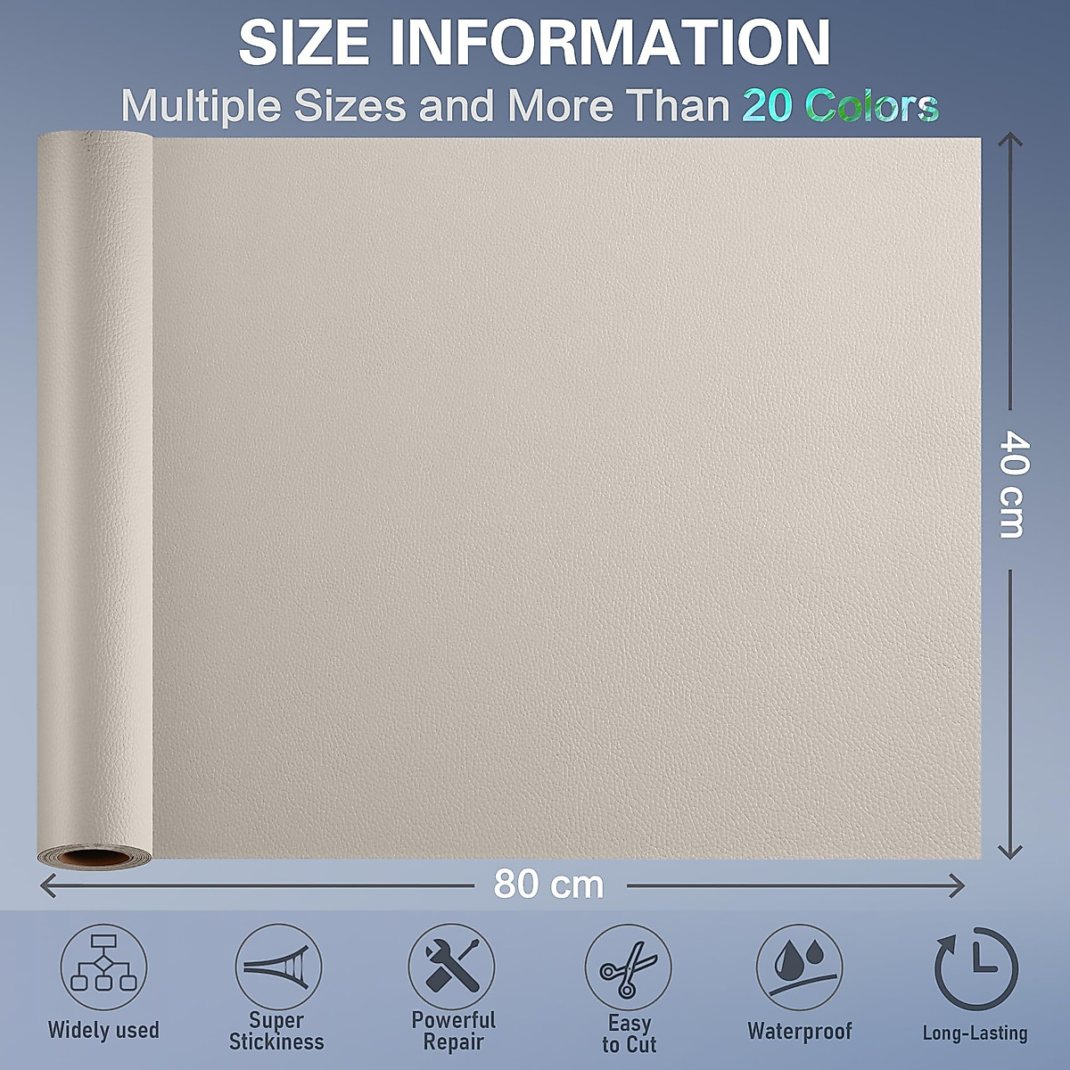 Self Adhesive Leather Repair Patch Kit, 31.5 in x 16 in Large Vinyl Leather Repair Tape for Furniture, Car Seat, Couch, Sofa, Chair Ivory