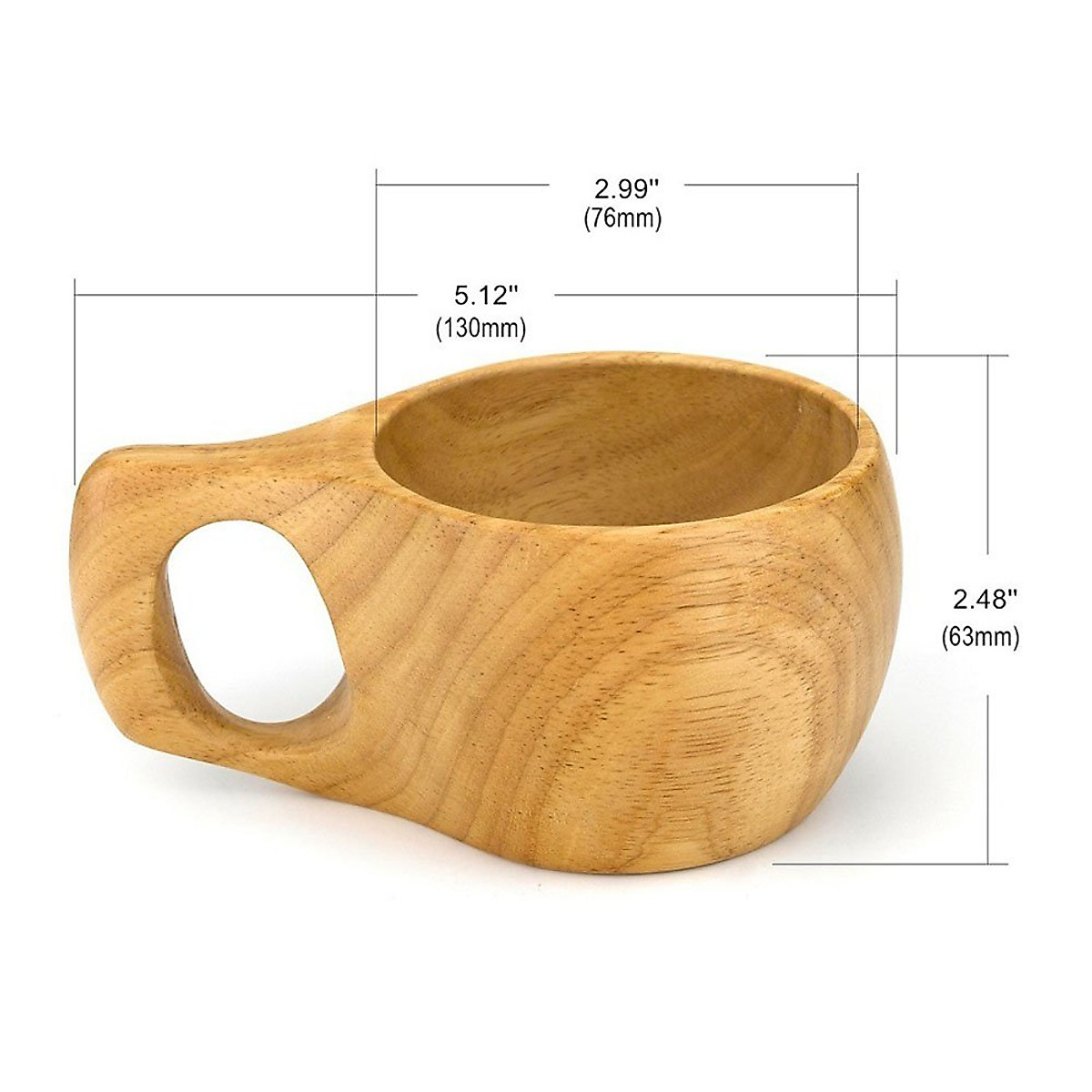 Ecloud Shop® Grade Natural Rubber Wood Coffee Mug,Teacups, Decorative Cups