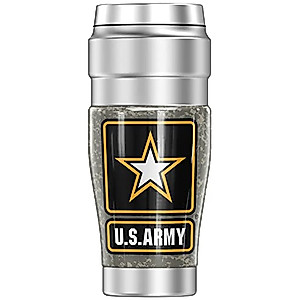 THERMOS Army OFFICIAL U.S. Army Logo On Camo STAINLESS KING Stainless Steel Travel Tumbler, Vacuum insulated & Double Wall, 16oz