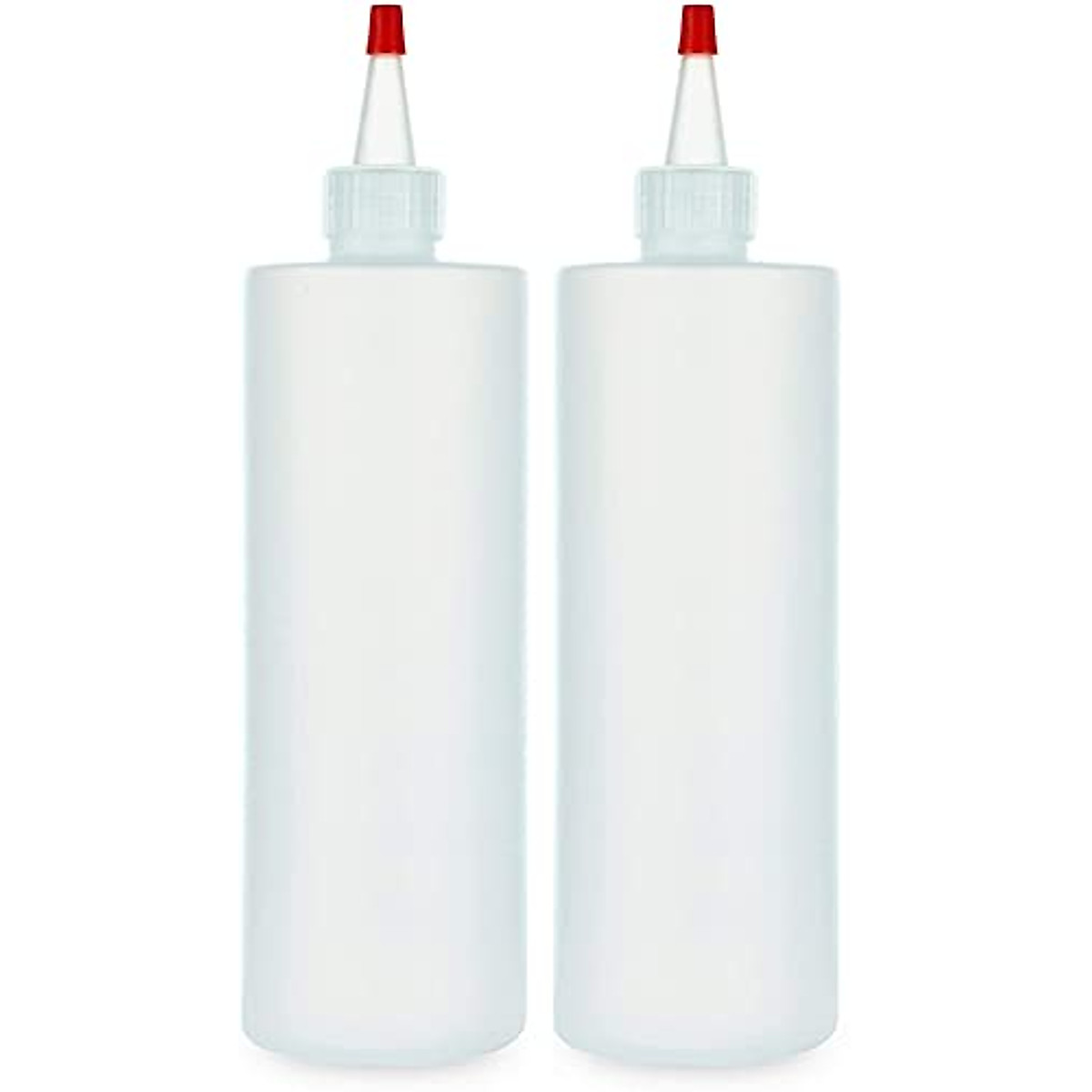 BRIGHTFROM Condiment Squeeze Bottles, 12 OZ Empty Squirt Bottle with Red Top Cap, Leak Proof - Great for Ketchup, Mustard, Syrup, Sauces, Dressing, Oil, Arts and Crafts, BPA FREE Plastic - SET of 2