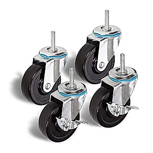 HSS Wire Shelving 3" Wheel Casters 3/8" Bolt Size, 4-Pack, Capacity 500 lbs