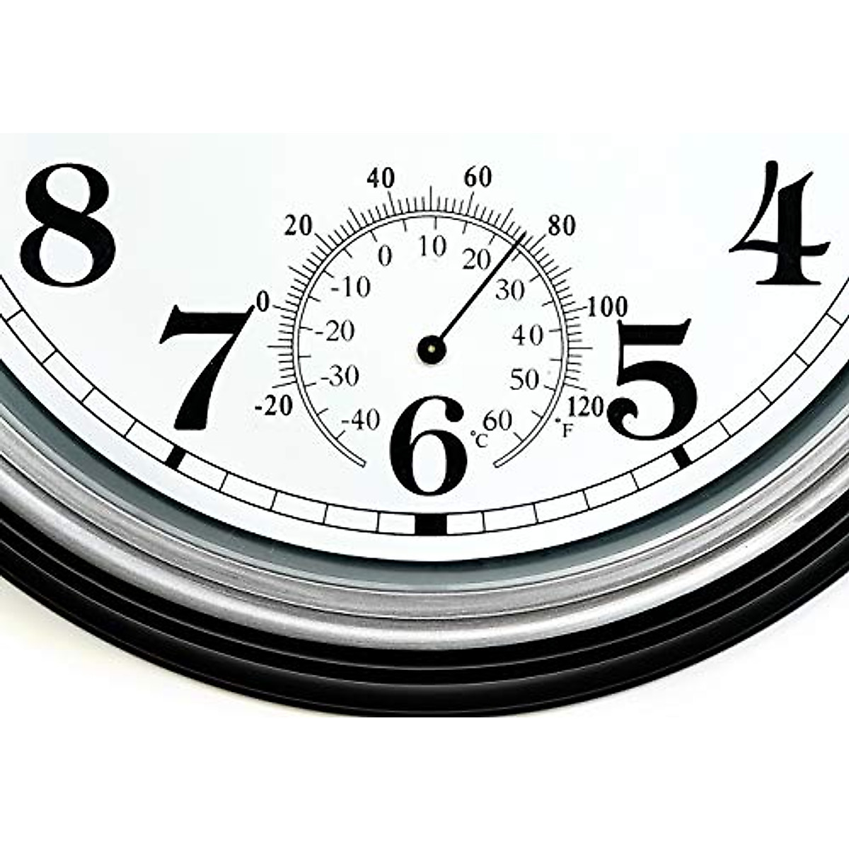 SMILEMARY 12-Inch Indoor/Outdoor Retro Silent Non-Ticking Waterproof Wall Clock with Thermometer,Battery Operated Quality Quartz Round Clock Wall Decorative for Patio/Home